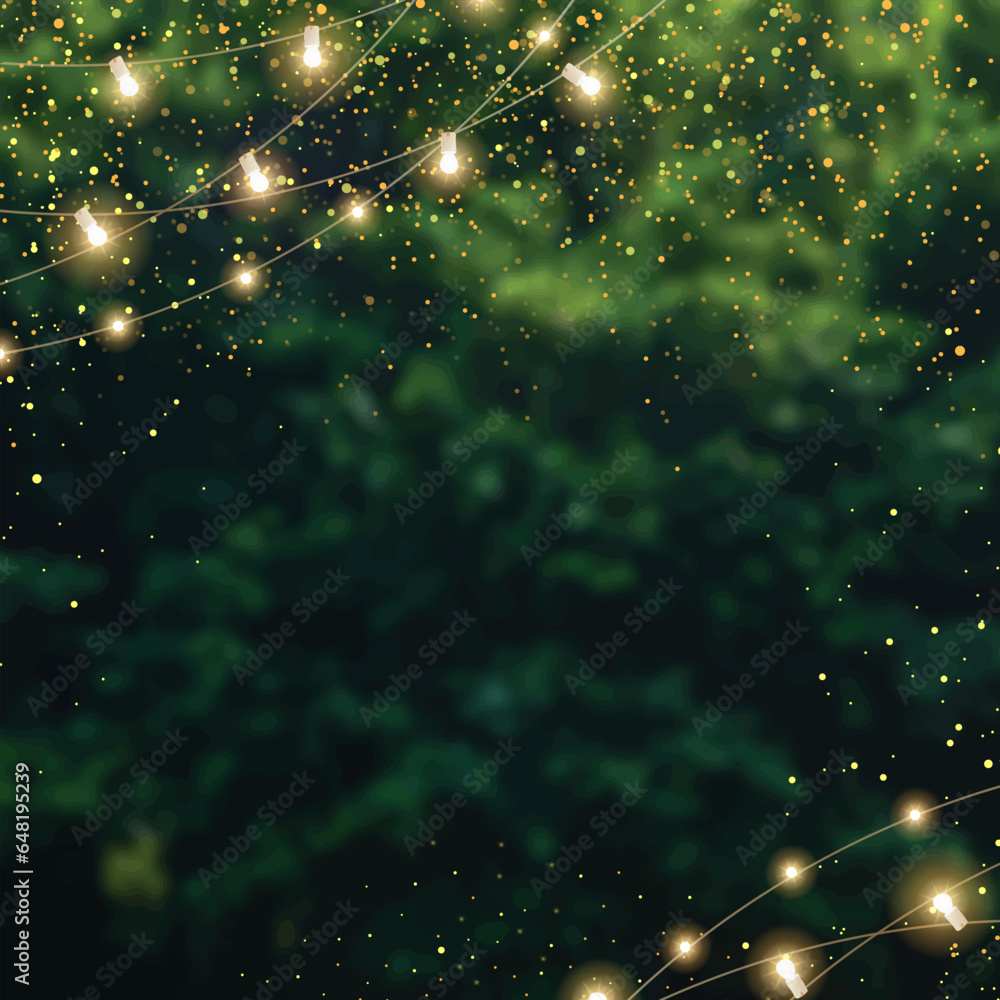 Emerald greenery forest foliage vector background. Green garden trees ...