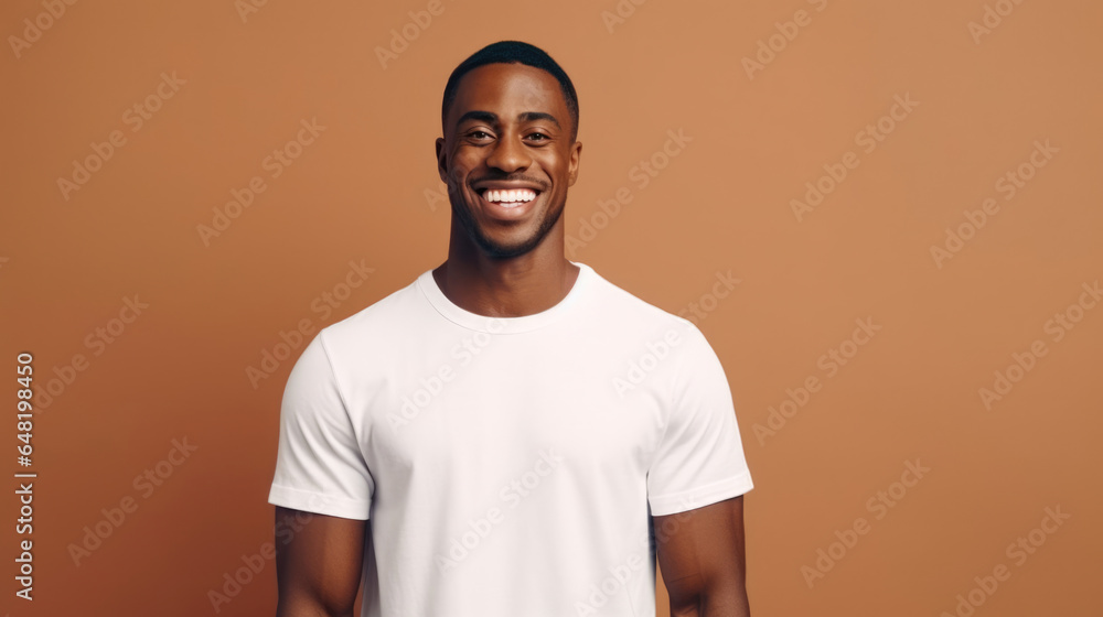 Smile Young Man fit in Frame wearing bella canvas white shirt mockup ...