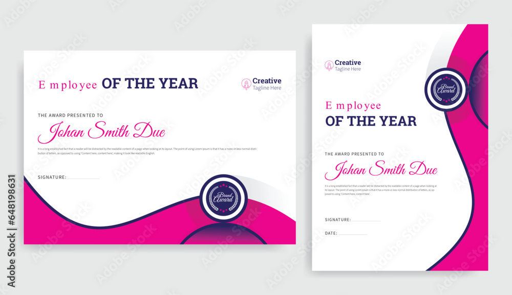 Best Employee of the Year Certificate Format Design. Best Yearly ...