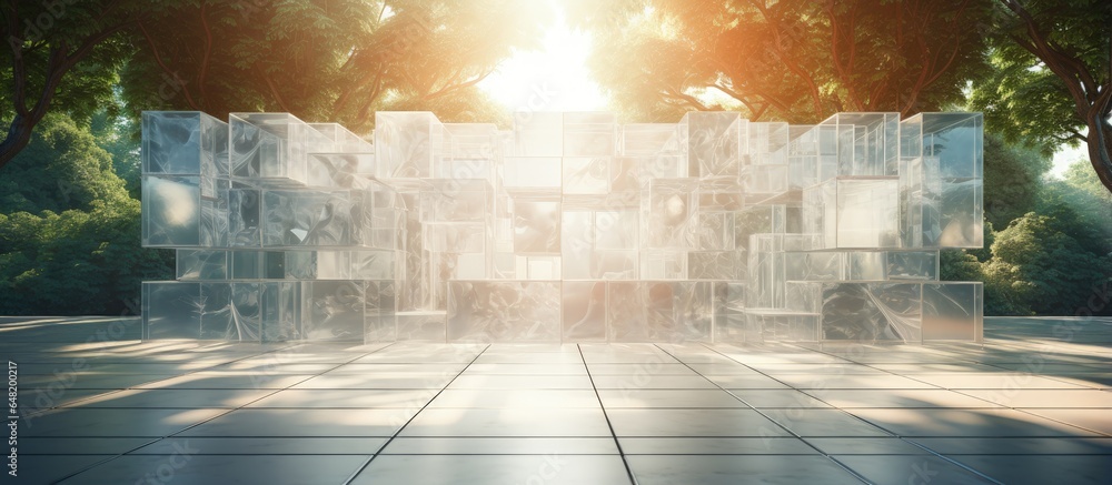 Transparent glass blocks or bricks used in architecture and modern ...