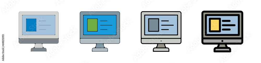 picto logo icones et symbole trace couleur ordinateur bureau travail et ...