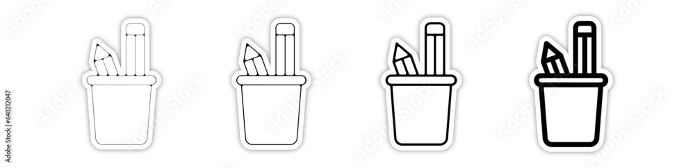 picto logo icones et symbole trace noir crayon stylo et pot bureau ...