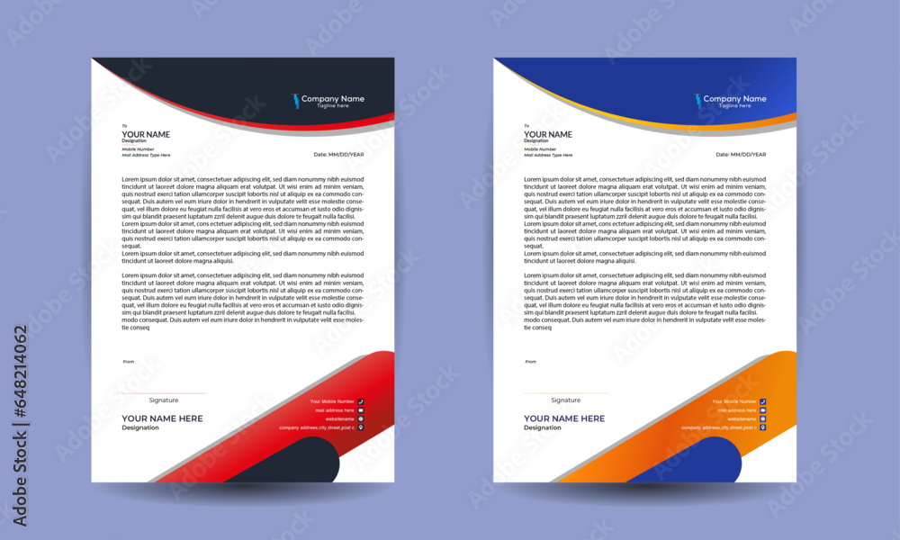 Official letter design layout with two concept, elegent business ...