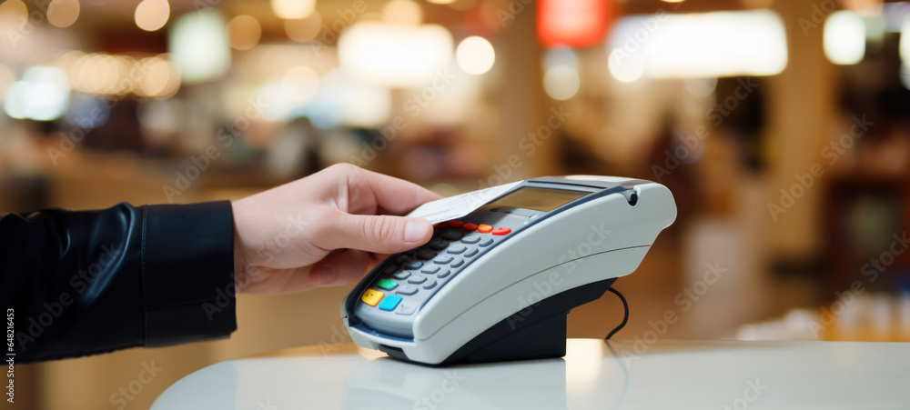 Credit card payment shopping at supermarkets, and department stores put ...