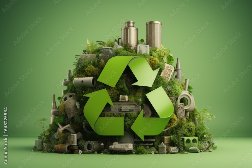Green Recycling Concept: Recycle Logo and Eco Objects Stock ...