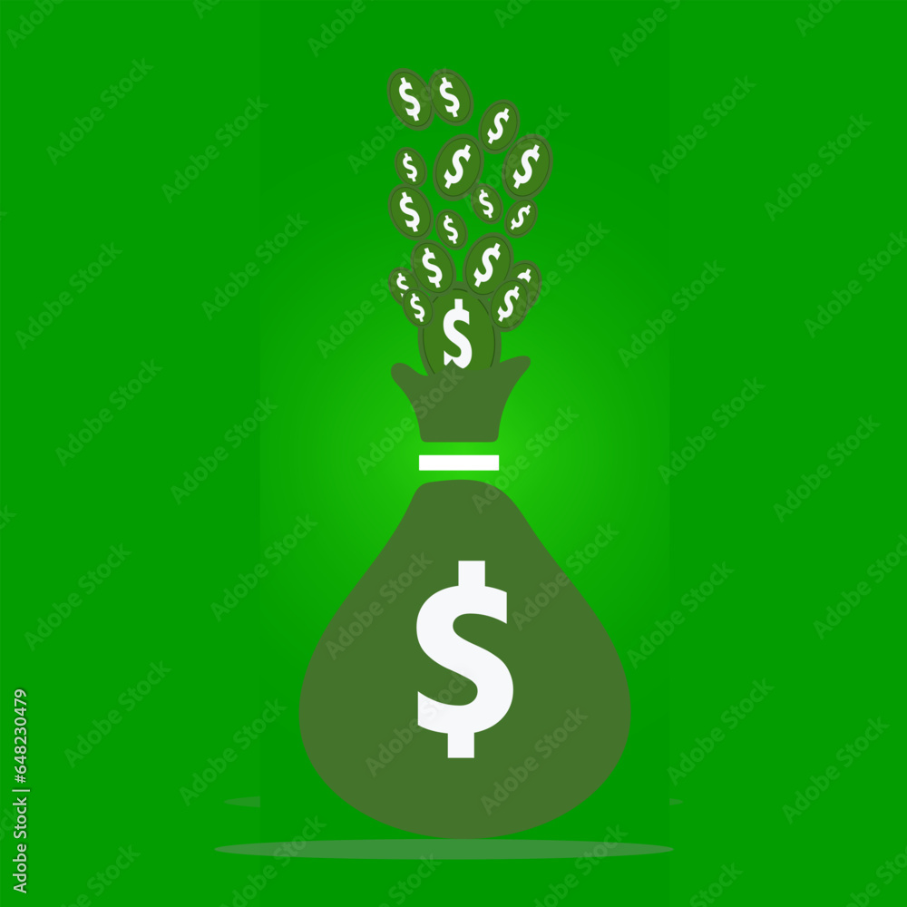 green coin icon. Money design. Gold dollar flat symbol. Vector ...