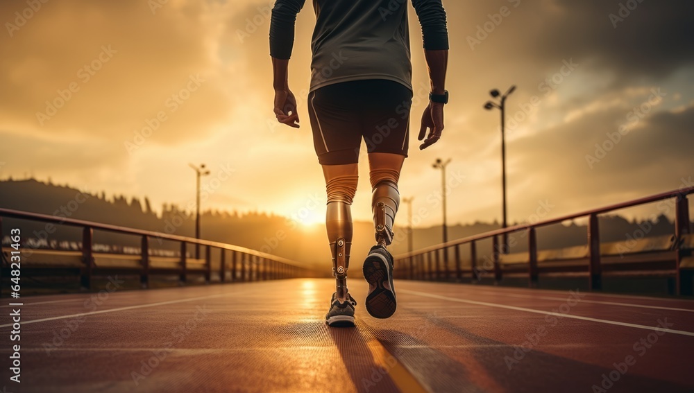 Disabled male runner on prosthetic leg disable man on sport race sport ...