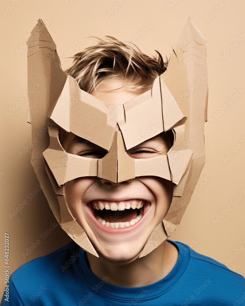 A boy passionately engrosses himself in a hands-on craft project ...