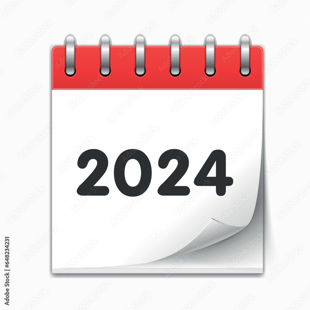 Vector icon calendar year 2024. Annual date, meeting, appointment ...
