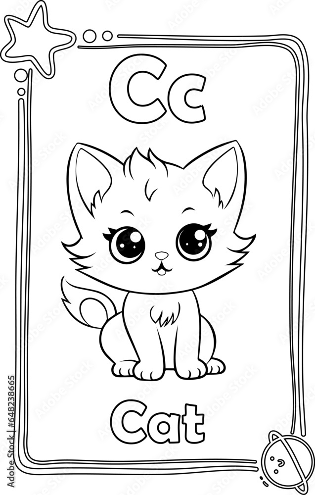 Animal Alphabet Coloring Book for Preschool Kids. Colorless Versions on ...
