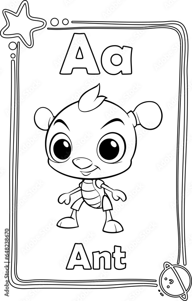 Animal Alphabet Coloring Book for Preschool Kids. Colorless Versions on ...
