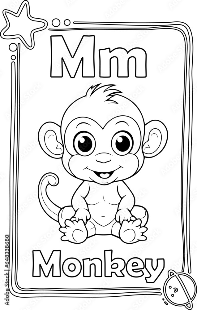 Animal Alphabet Coloring Book for Preschool Kids. Colorless Versions on ...