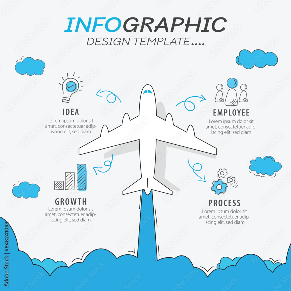 Infographic design template. Timeline concept with 4 options or steps ...