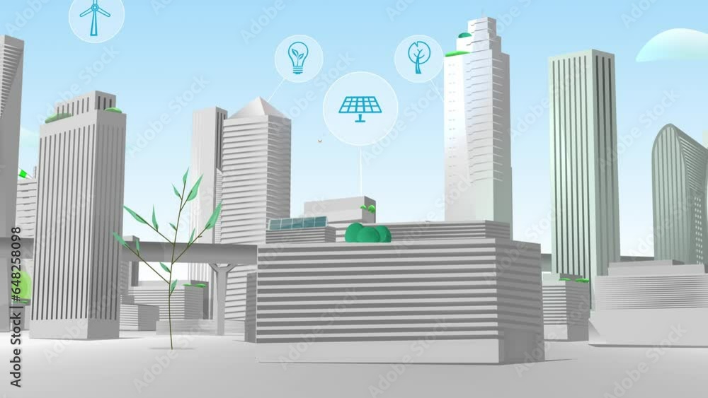 Modern green and eco-friendly transportation and living with renewable ...