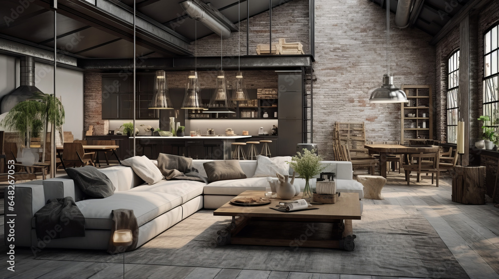 Industrial interior design, Monochromatic palettes of greys, iron black ...