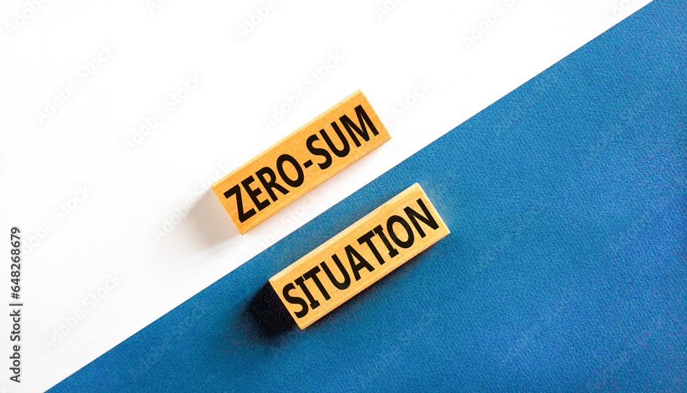 Foto de Zero-sum situation symbol. Concept words Zero-sum situation on beautiful wooden blocks ...