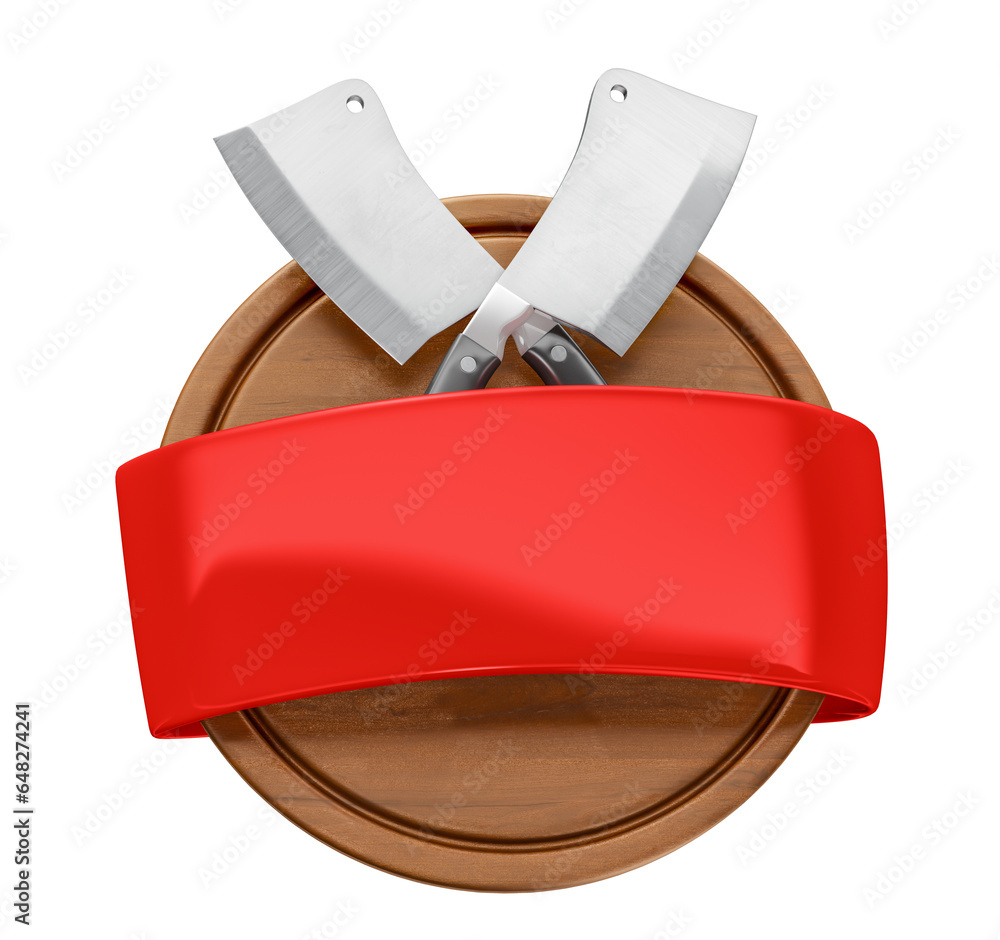 Barbecue board frame with machete on transparent background in 3D ...