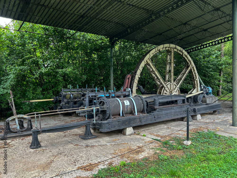 Tarnowskie Gory, Poland, August 7, 2023: An exhibition of old steam ...