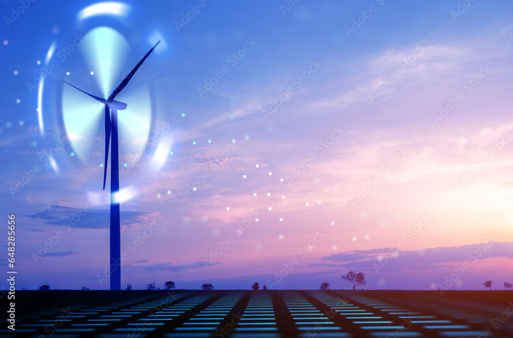 Renewable energy design..Digital graphic work on green energy power ...