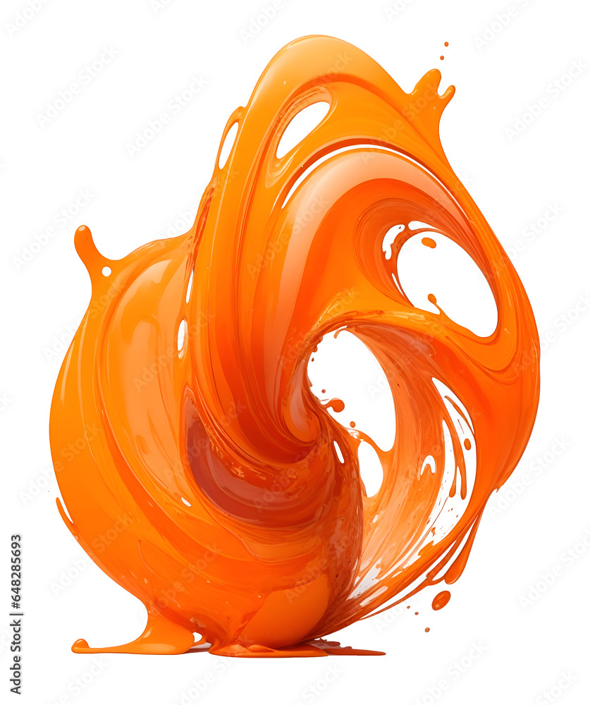 A vibrant orange paint stroke swirls around a solitary object, set ...