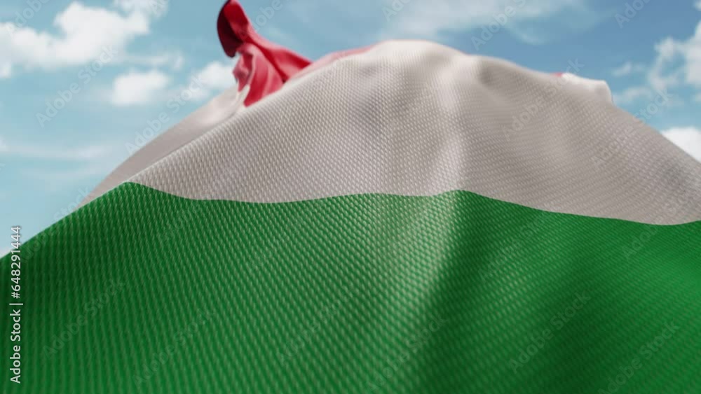 Wavy flag of Italy blowing in the wind in slow motion. Waving colorful ...