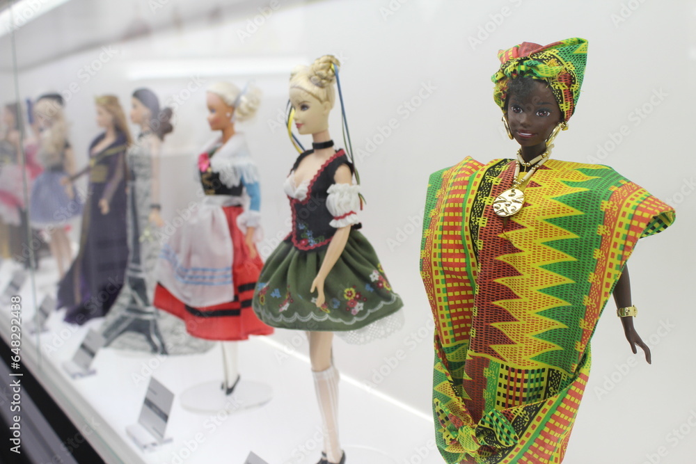 Beautiful collectible Barbie dolls, rare toys showing women dressed in ...