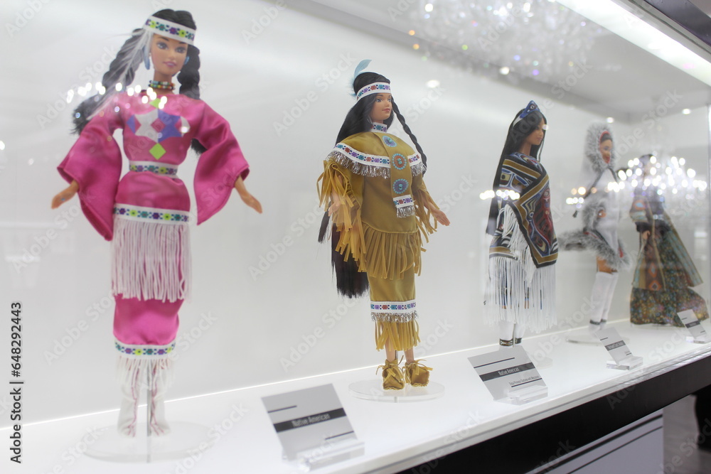 Beautiful collectible Barbie dolls, rare toys showing women dressed in ...