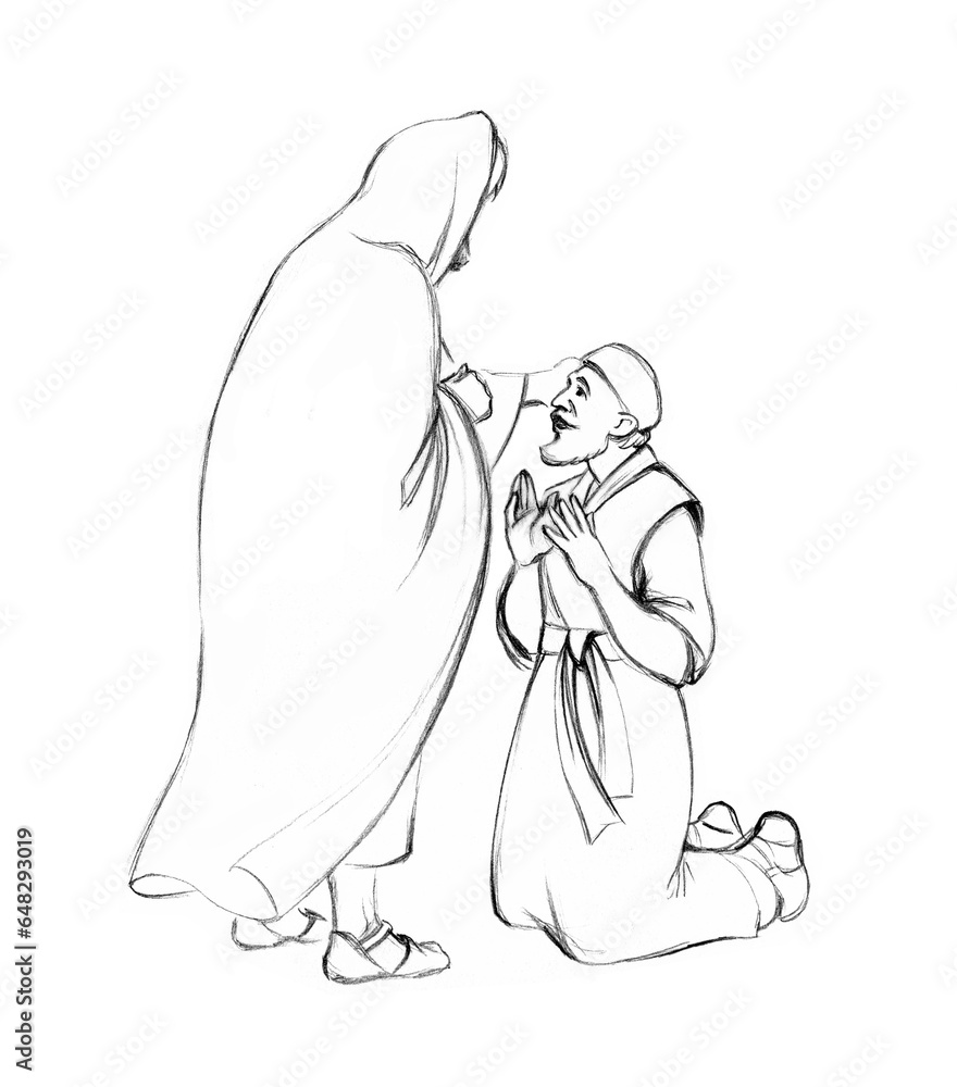 Póster Jesus heals the sick. Pencil drawing – Cuadro para Pared ...