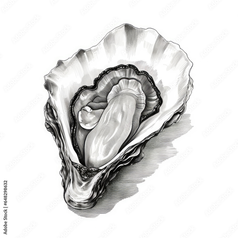 Oyster in pencil sketch style, design for menus, logos of seafood ...