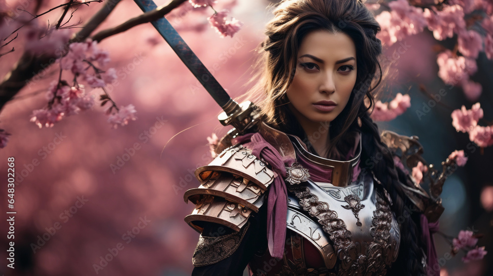 Japanese Onna - bugeisha( female warrior) , posing with a naginata ...