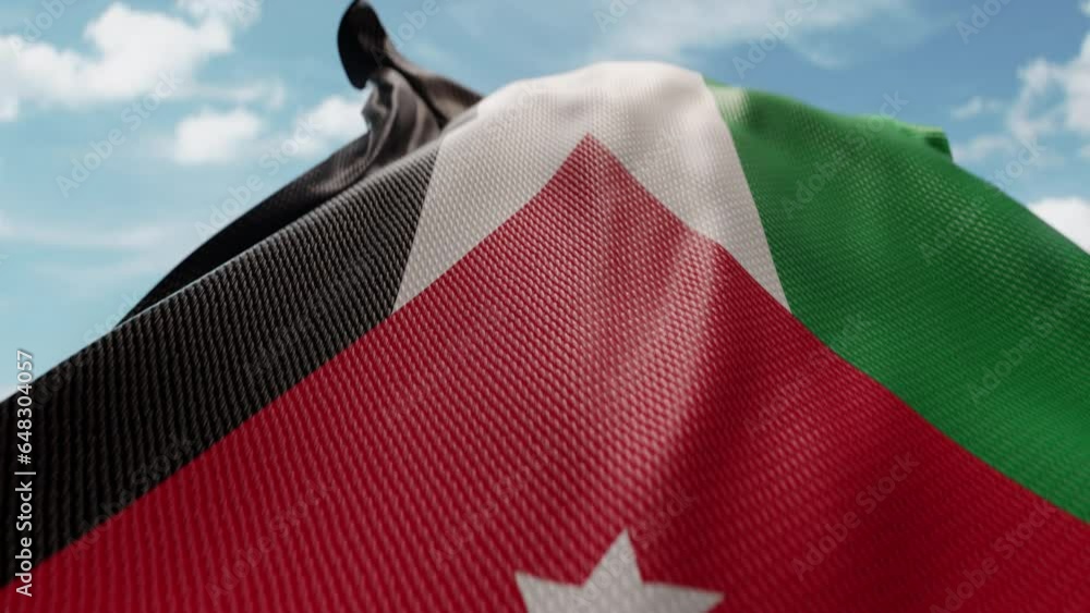 Wavy flag of Jordan blowing in the wind in slow motion. Waving colorful ...