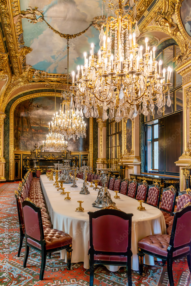 Paris, France - August 10, 2023: dining room of the times when they ...