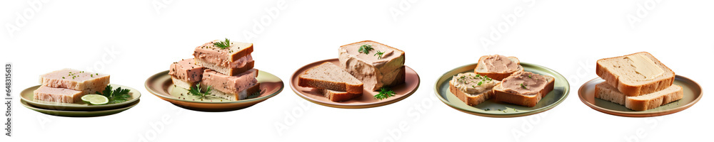 Png Set Fresh pate on bread plated on a transparent background Stock ...