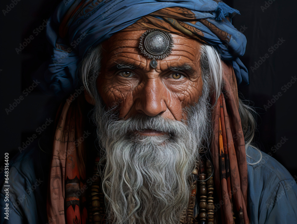 Ilustração do Stock: An artistic portrait of an Indian tribe elder with ...