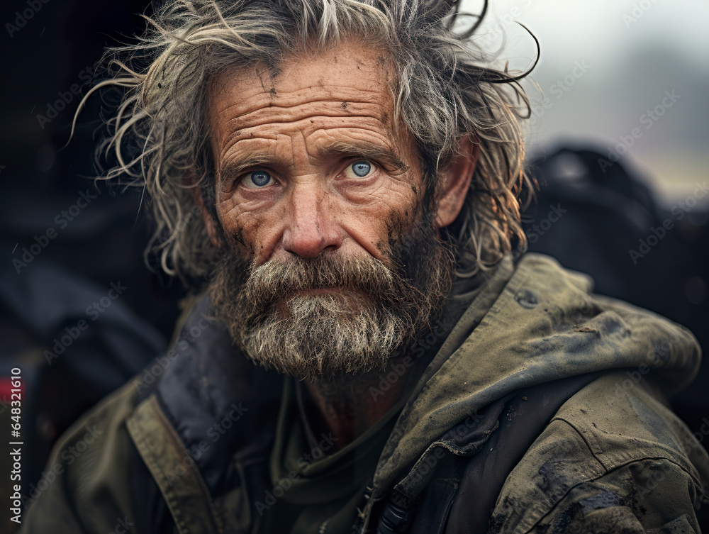 Illustration of a military veteran man with tired look and worn out ...