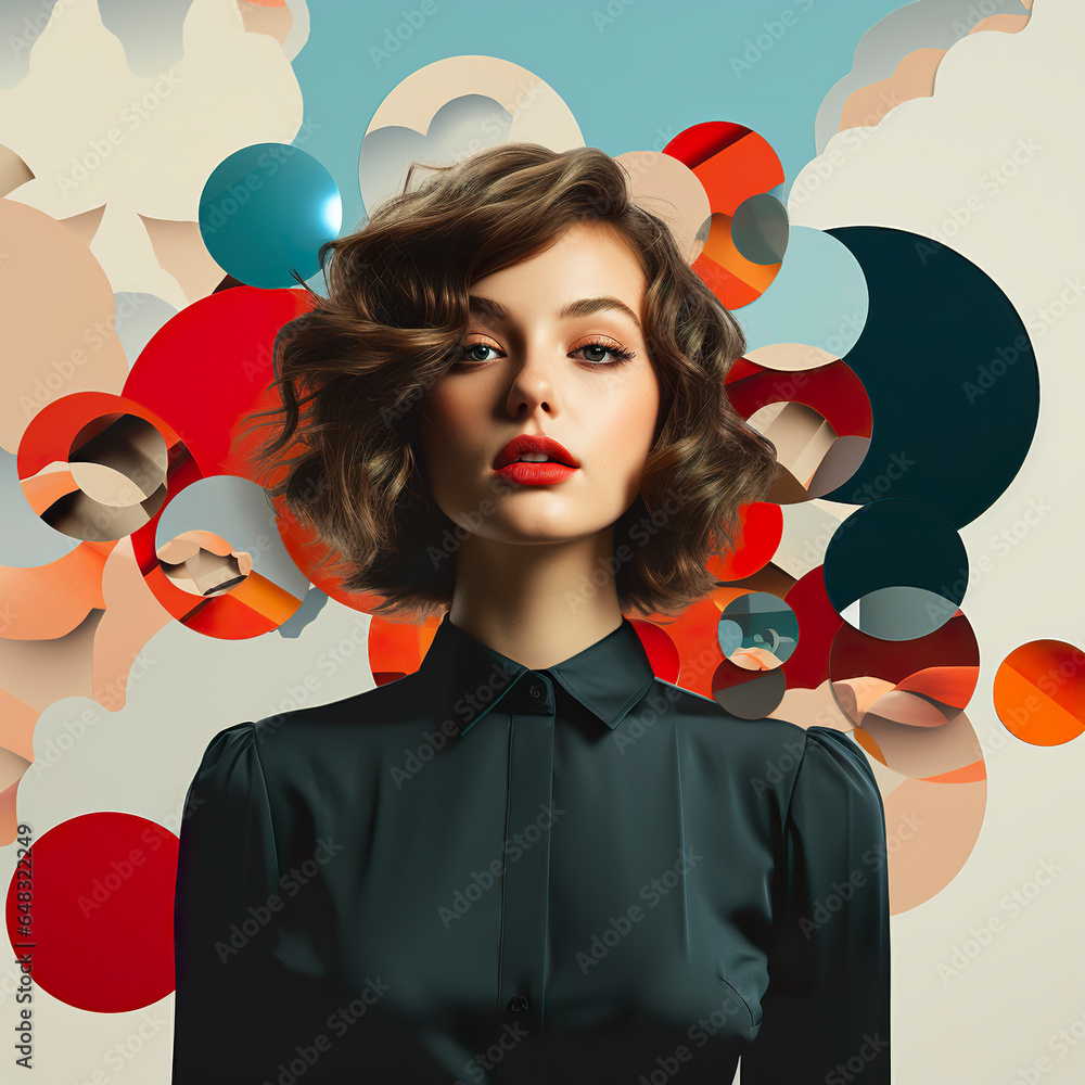 Illustration of a minimalist collage using cut-out photographs of a ...