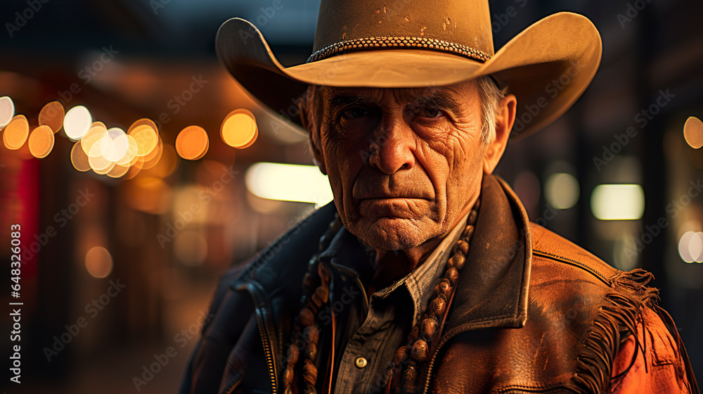 Illustration of a portrait of an 80-year-old cowboy in all its ... Illustration of a portrait of an 80-year-old cowboy in all its ...