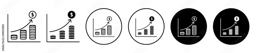 Revenue icon. Company business growth financial chart with dollar coin ...