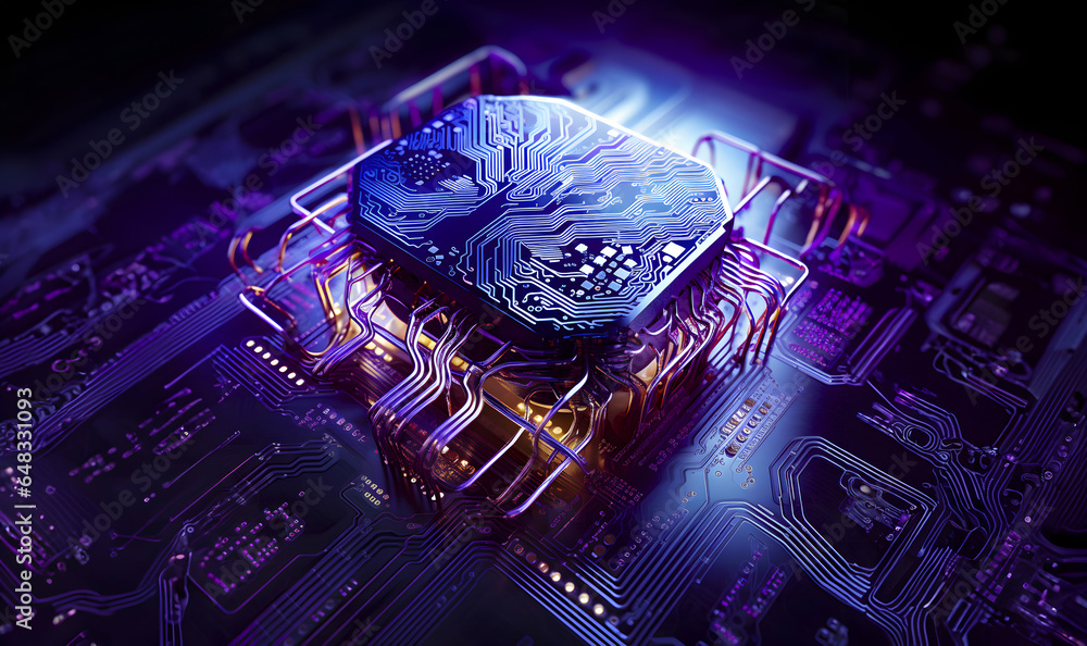 Highly detailed technology texture, AI supercomputer Chrome, insane ...