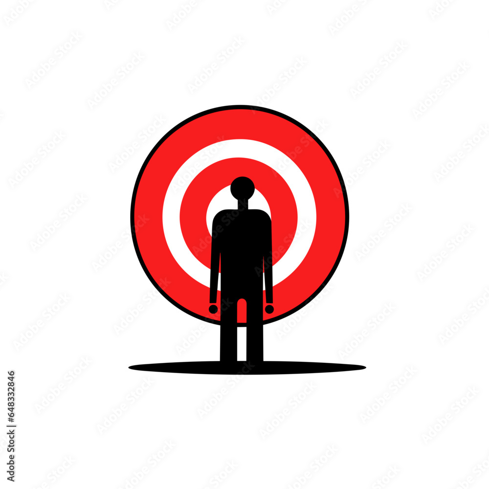 Target with a progress bar vector icon in minimalistic, black and red ...