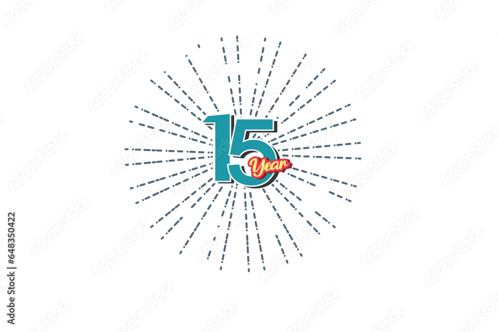 Vektorová grafika „15th, 15 years, 15 year anniversary blue color ...