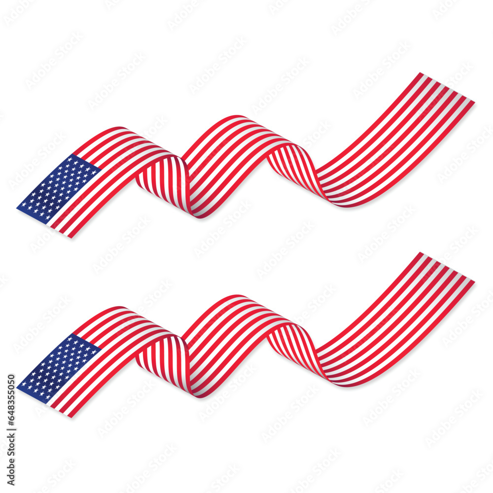 american flag ribbon. Waving ribbon with flag of united states of ...
