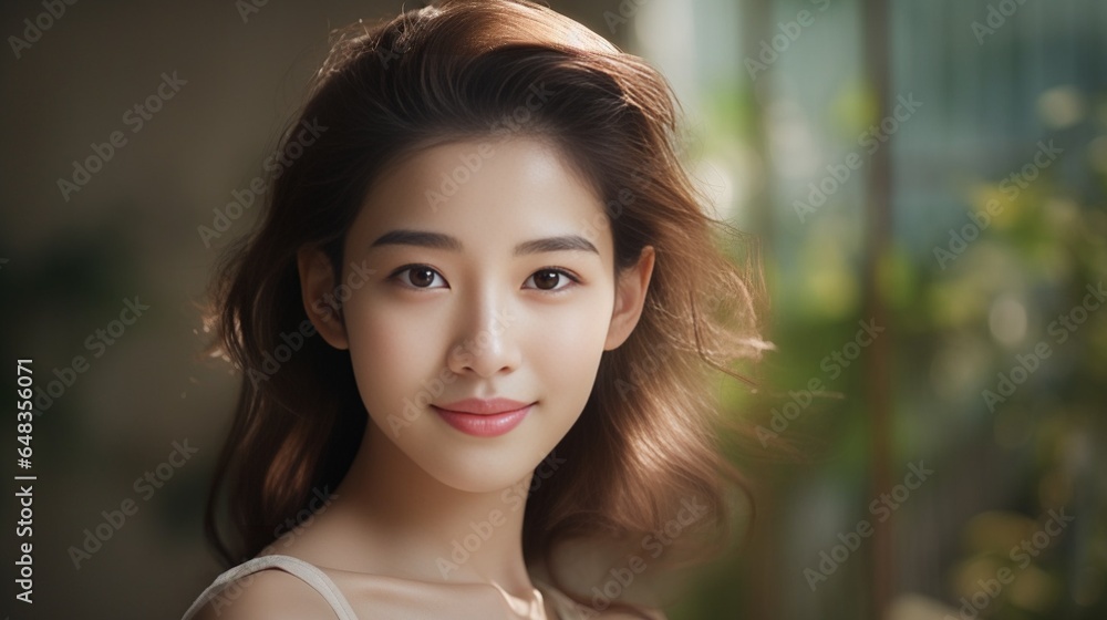 Generative AI : Asian woman with a beautiful face and Perfect clean ...