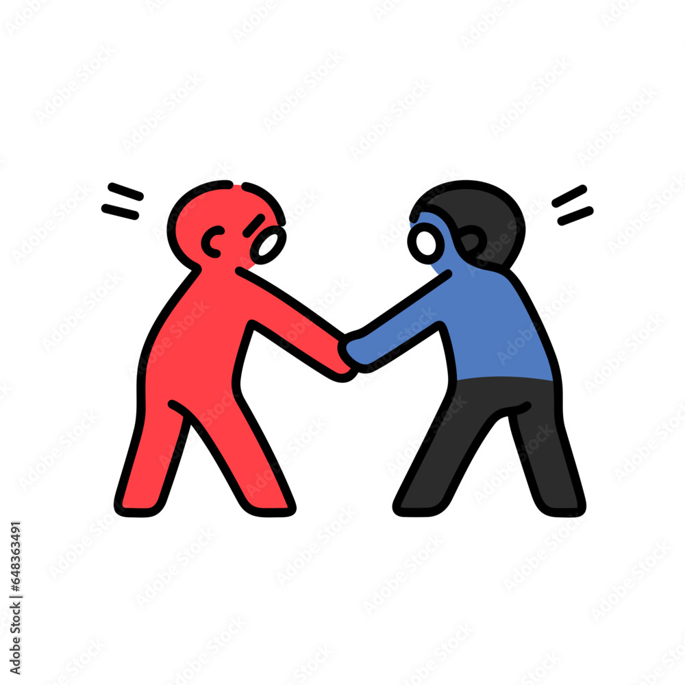 Conflict vector icon in minimalistic, black and red line work, japan ...