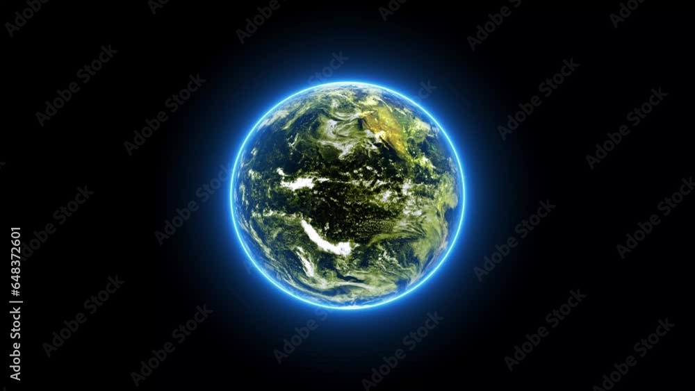 Animation Background Planet Earth is Spinning ,Shine light and glow ...