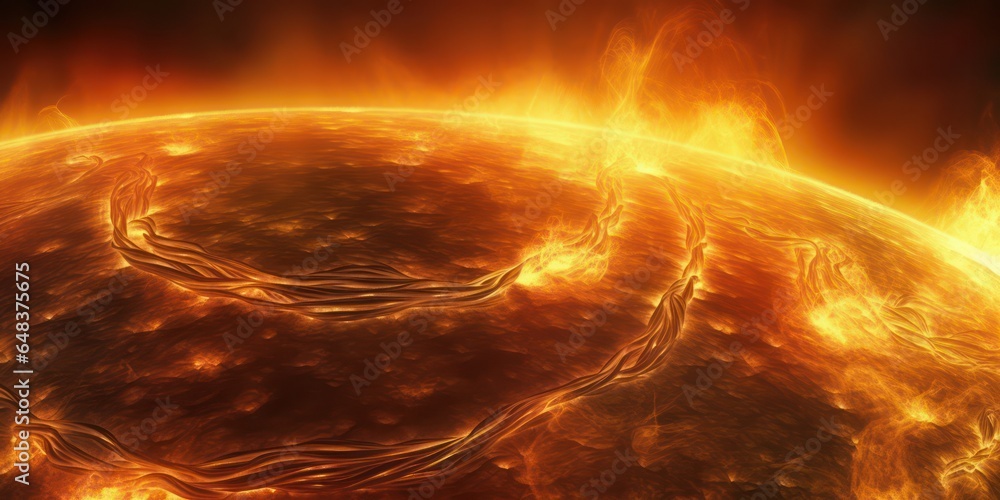 Suns surface with solar flares and coronal loops background. Stock Illustration | Adobe Stock