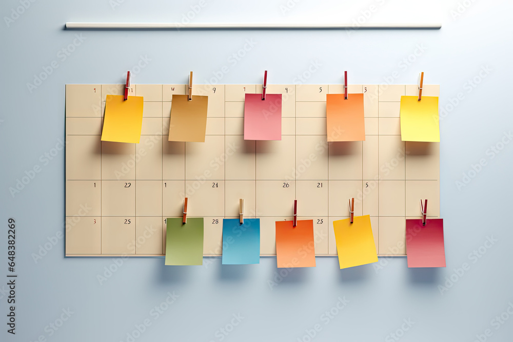 Meeting of Minds: Office Calendar with Sticky Notes Mapping Out the Day ...