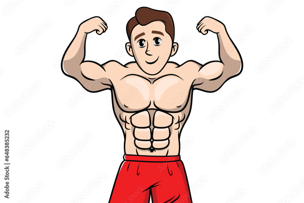 Bodybuilder Strong and muscular man standing isolated on white ...