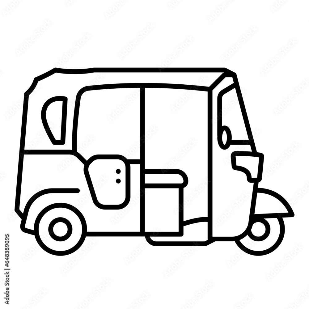 Tuk tuk outline icon. Transportation illustration for templates, web ...