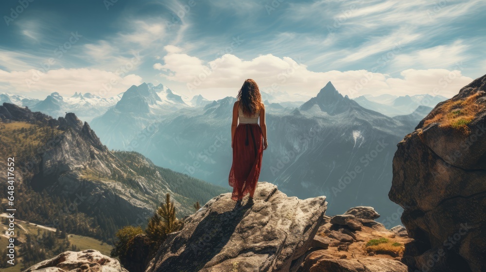 The single person standing alone on the edge of the cliff Preikestolen ...